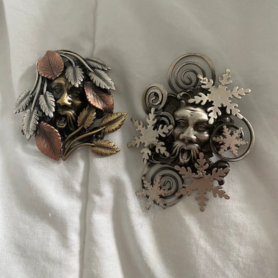 Green Man Brooch Green Man Pin Green Man Jewelry Mythical Green Man Hat ...