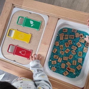 FLISAT/ TROFAST Coloured Large Ball Table Insert or Tub. Wooden Insert ...