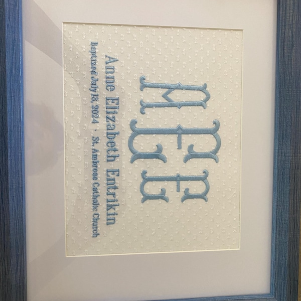 Fishtail Monogram Embroidered Birth Announcement - Etsy