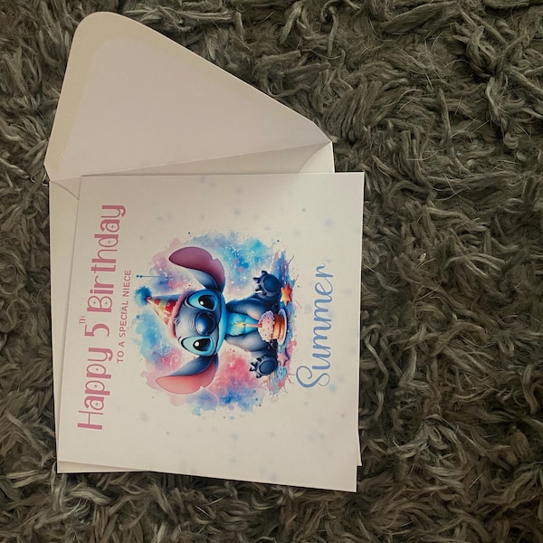 Stitch Birthday Card, Personalised Stitch, Happy Birthday Card Daughter ...