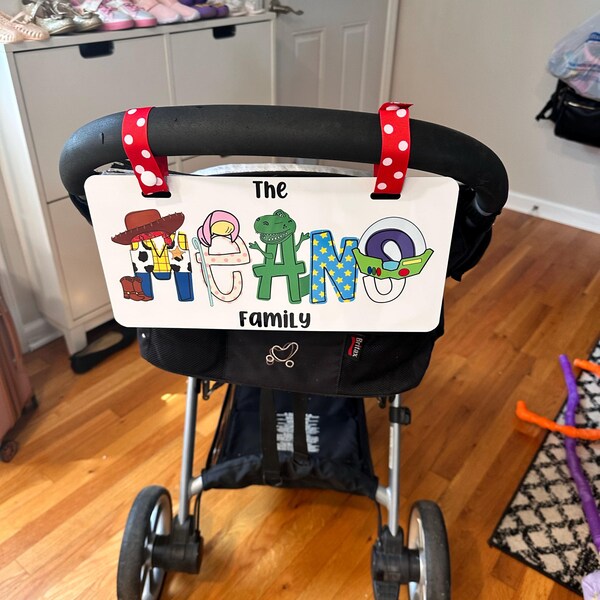 Personalized Family Name Stroller Tag, Amusement Theme Park Sign for ...