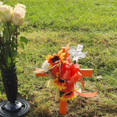 Cemetery Wooden Cross Flowers for Cemetery Fall Grave - Etsy