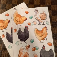 Chicken Planner Stickers, Cute Farm Stickers, Hand Drawn Watercolor Hen ...