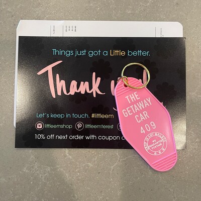 Getaway Car Keychain in Pink Motel Keychain Vintage Hotel Tag Cute ...