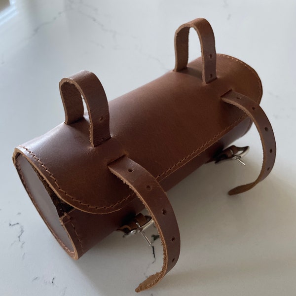 Bicycle Saddle Bag, Brown Vintage Leather Tool Bag, Motorcycle Saddle ...