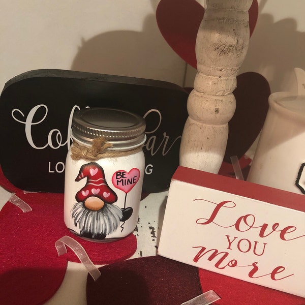 Valentines Day Gnome Mini Mason Jar, Love Perfect Mason, Tiered Tray Decor - Etsy Canada