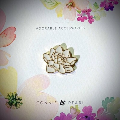 Lotus Pin Badge, White Lotus Flower Brooch, Flower Pin, Lapel Pin ...