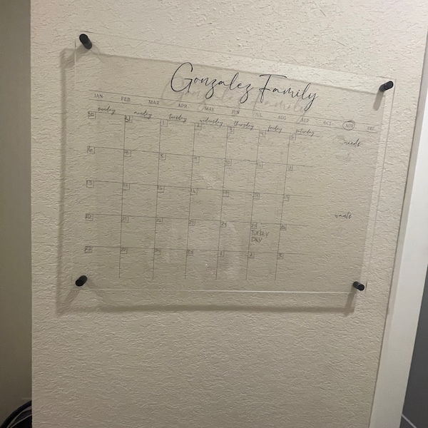 Acrylic Calendar for Wall, Clear Dry Erase Board, 2025 Modern Office ...