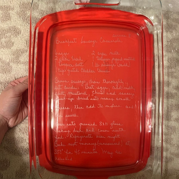Personalized Casserole Dish Pyrex Baking Dish Engraved Handwritten ...