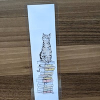 Cats on Books Bookmark, Tabby, Black, Black and White, Ginger and White ...