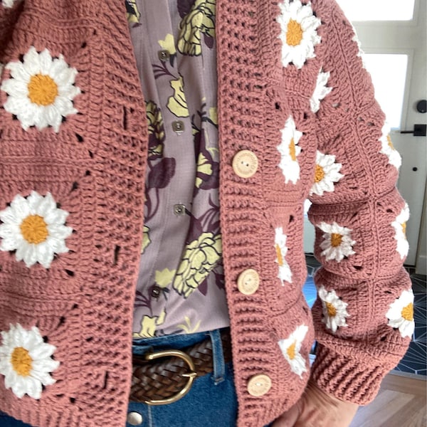 Sunflower Crochet Cropped Cardigans for Women, Knitted Floral Cardigan ...
