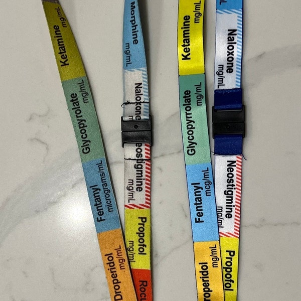 5 Pack Anaesthetic Lanyards Medical Drug Labels Critical Care - Etsy ...