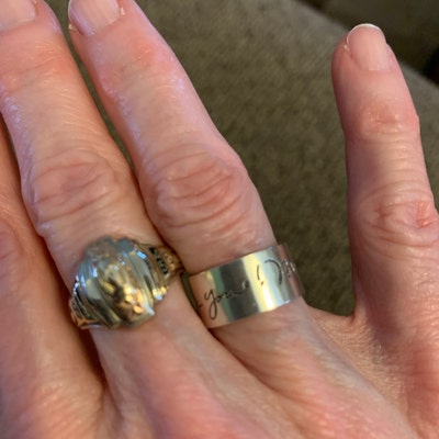 Custom Handwriting Ring Wide Handwriting Band in Sterling - Etsy