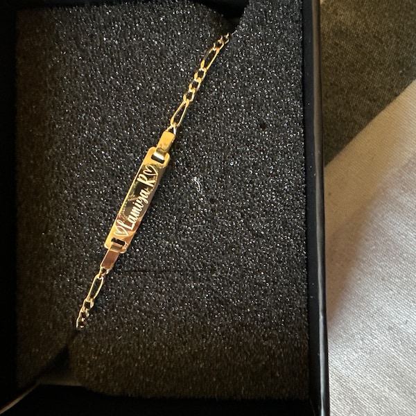 14K Solid Gold Baby ID Bracelet, Baby Name Bracelet, Personalized Baby ...