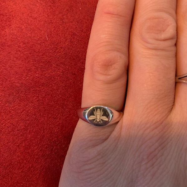 Bee Ring, Image Signet Pinky Ring, Manchester Bee Ring, Gold Pinky ...