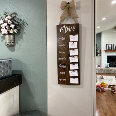 Meal Plan Menu Board Weekly Dinner Sign Script/ Bouncy Font - Etsy