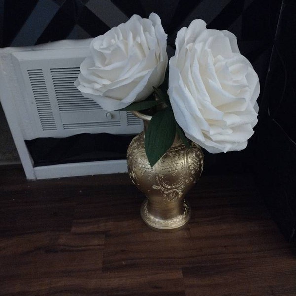 Set of 2 Roses Free-standing Giant Rose on Stem Paper Flower Wedding ...