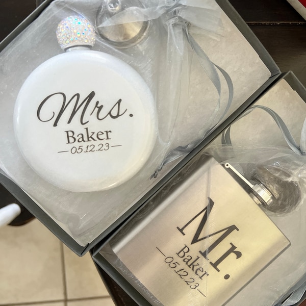 Wedding Engagement Gift, Gifts for the Couple, Personalized Flask Set ...