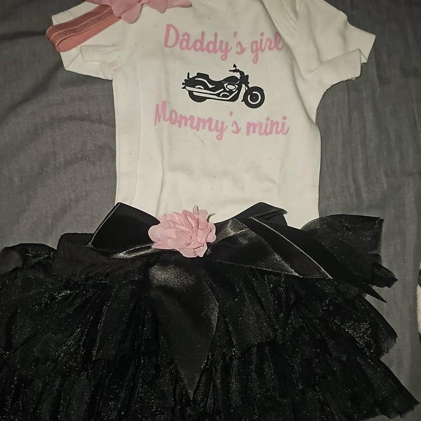 Baby Girl Biker Outfit, Baby Girl Motorcycle Outfit, Daddy’s Biker Babe ...