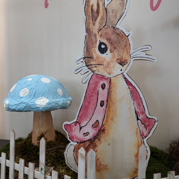 Peter Rabbit Big Decor Cutout, Pink Bunny Birthday, Rustic Flopsy Bunny ...