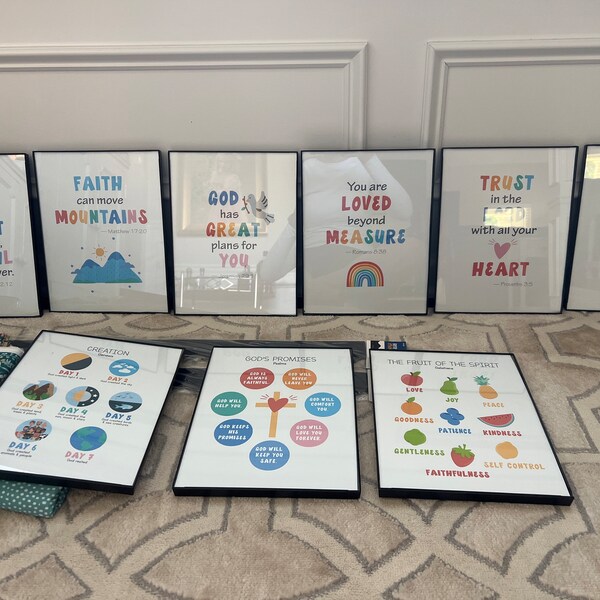 Bundle, Kids Bible Verse, Wall Art, Scripture & Learning Posters ...