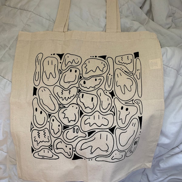 Smiley Face Tote Bag - Etsy