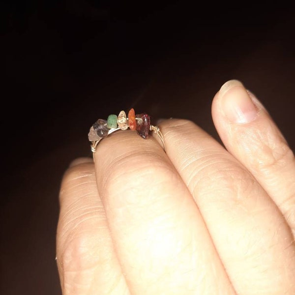 Chakra and Rainbow Gemstone Crystal Ring- Made to Order- Raw All ...