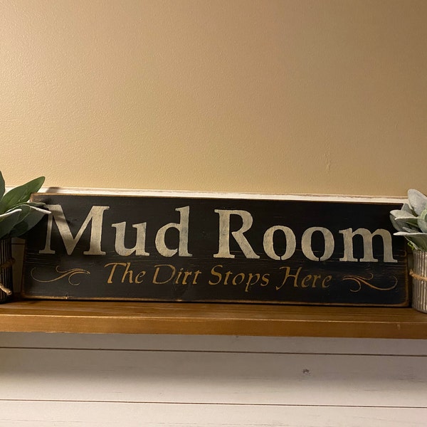 Mud Room Dirt Stops Here Primitive Sign - Etsy