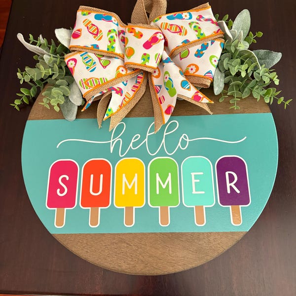 Summer Front Door Decor | Hello Summer | Popsicles | Summer Door Hanger ...
