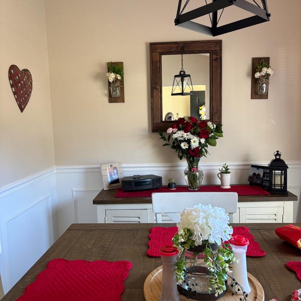 Herringbone Rustic Styled Large Framed Wood Mirror - Vanity Mirror ...