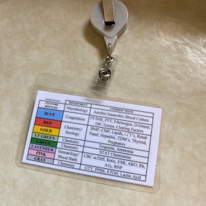 Order of Draw Badge Card. Common Blood Tests/tubes. - Etsy