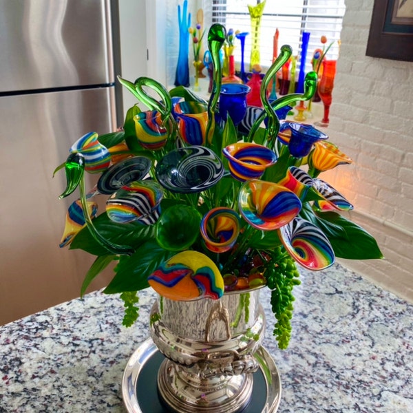 Handcrafted Blown Glass Flowers Best Birthday Gift Glass Flowers ...