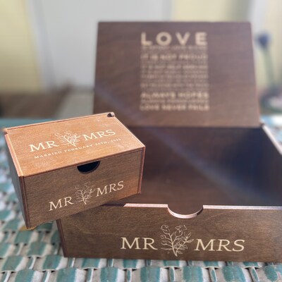 Wedding, Engagement Gift for Couples Wedding Card Box, Custom Wooden ...