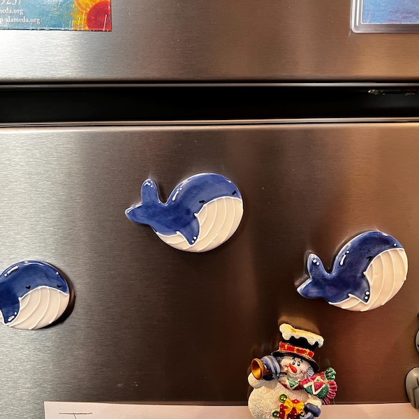 Whale Magnets Set of 3, Decorative Magnets, Ceramic Fridge Magnets Cute ...
