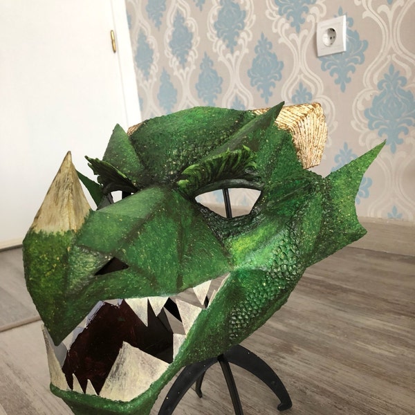 3D Geometric Dragon Mask Template (PDF Download) - Etsy