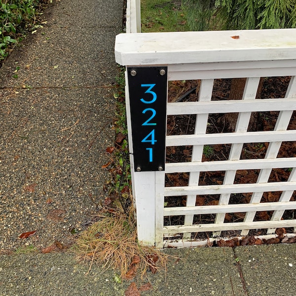 Modern House Numbers Back Framed - LED Light 5V or 12V - Iroko Wood ...