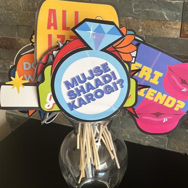 Bollywood Photo Booth Props - 30+ Pack | Bollywood Quotes Props ...