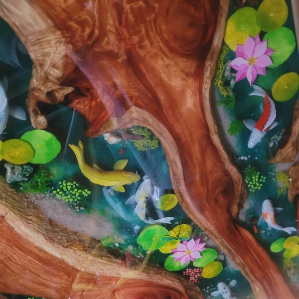 Custom Table , Table Koi Resin, Koi Art, Koi Table, Epoxy Table, Resin ...