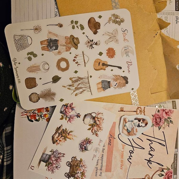 Bookworm Retro Stickers Sheet | Bujo Stickers, Planner Stickers, Bullet ...