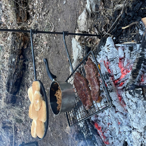 Large 3 Arm Fire Anchor - Portable Bushcraft Cooking Set - Camping ...