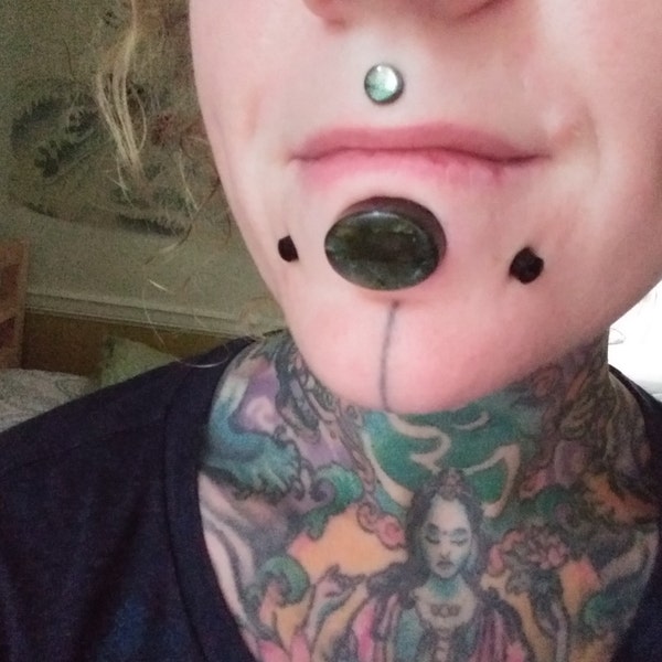 Labradorite Stone Oval Labret Plug for Stretched Lip Piercings Handmade ...