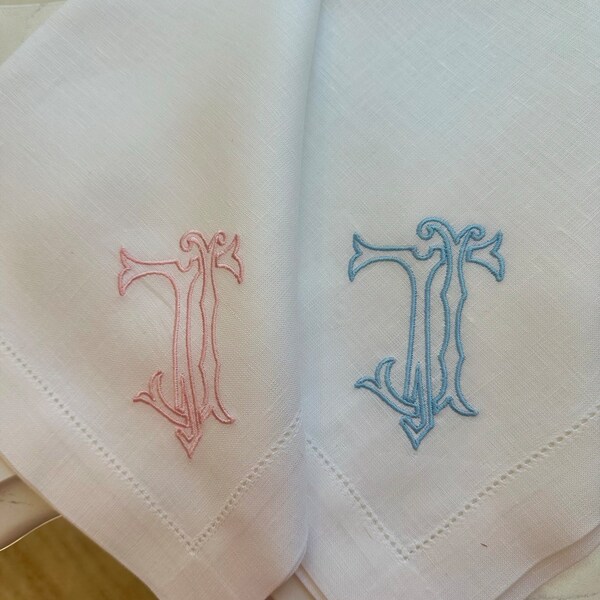 Double Lettered Monogrammed Linen Napkins, Monogrammed Linen Napkins ...