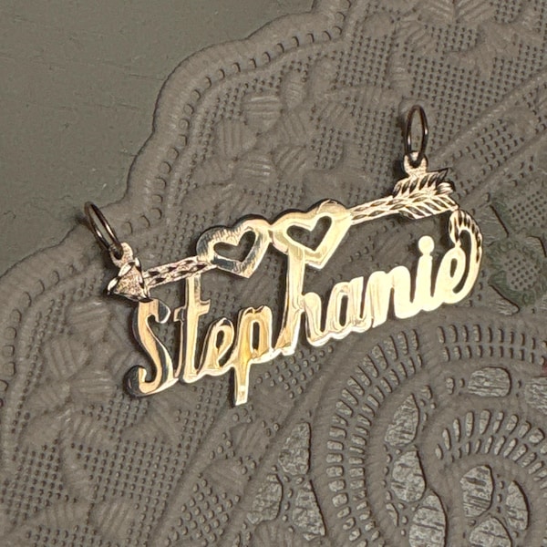 Exquisite Retro Style 14K, 10K Solid Gold Personalized Name Pendant ...