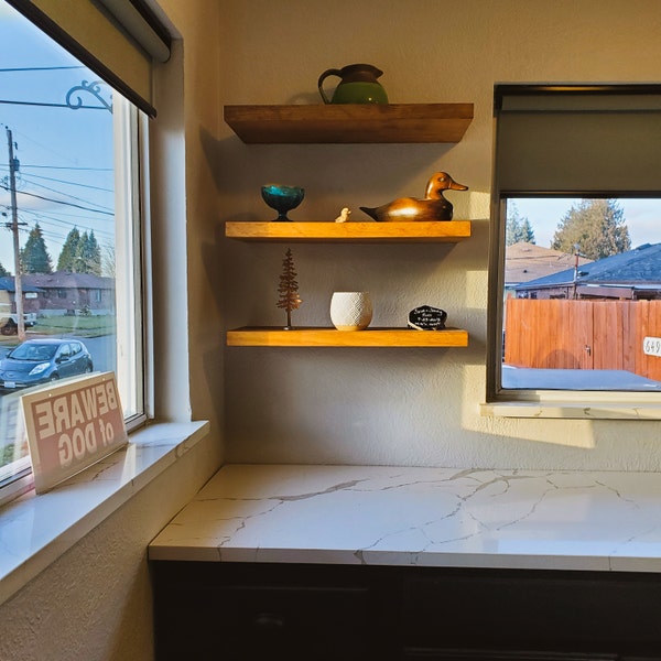 Corner L-shape Floating Shelves for Kitchen up to 11 Depth Farmhouse ...