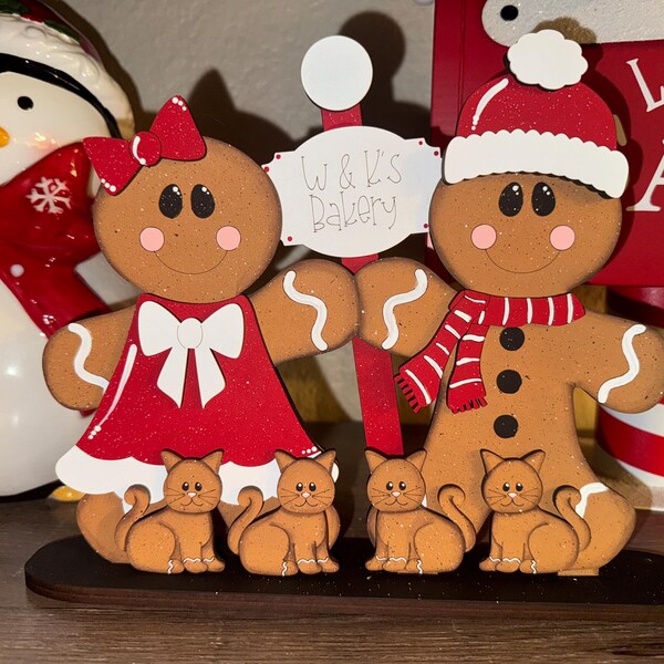 Gingerbread Standing Family, Custom Winter Tabletop Decor, Christmas ...