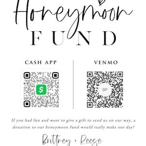 Modern Honeymoon Fund Sign, Venmo Honeymoon Wish Sign, Editable Wedding ...