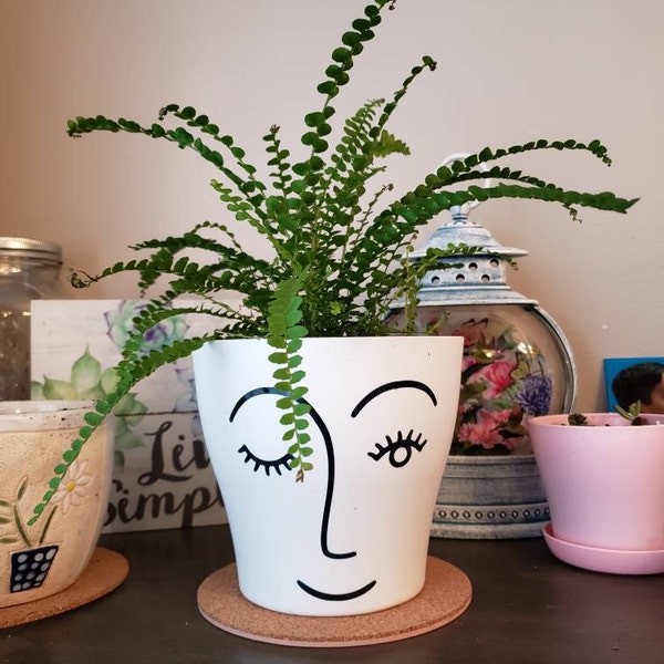 Face Decal for Flower Pot - Vinyl Decal - Flower Pot Sticker ...