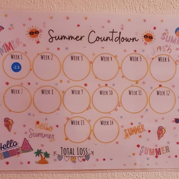 Summer Countdown. 14 Week Countdown, Weight Loss Tracker. Progress ...