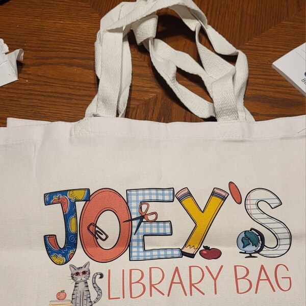 Personalized School Library Bag, Personalized Library Bag for School ...