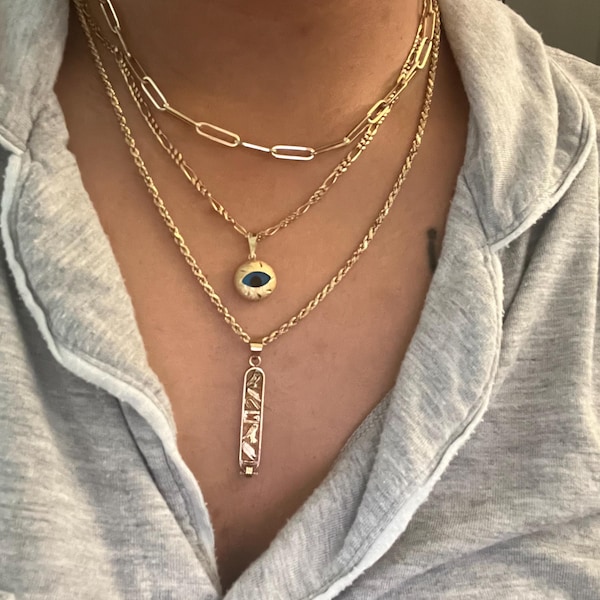 14k Yellow Gold Fancy Paperclip Chain, 14k Gold Paperclip Bracelet, 14k ...